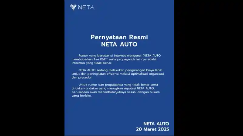 Tim R&D Neta Di China Dikabarkan Bubar, Ini Faktnya Dari Neta Indonesia